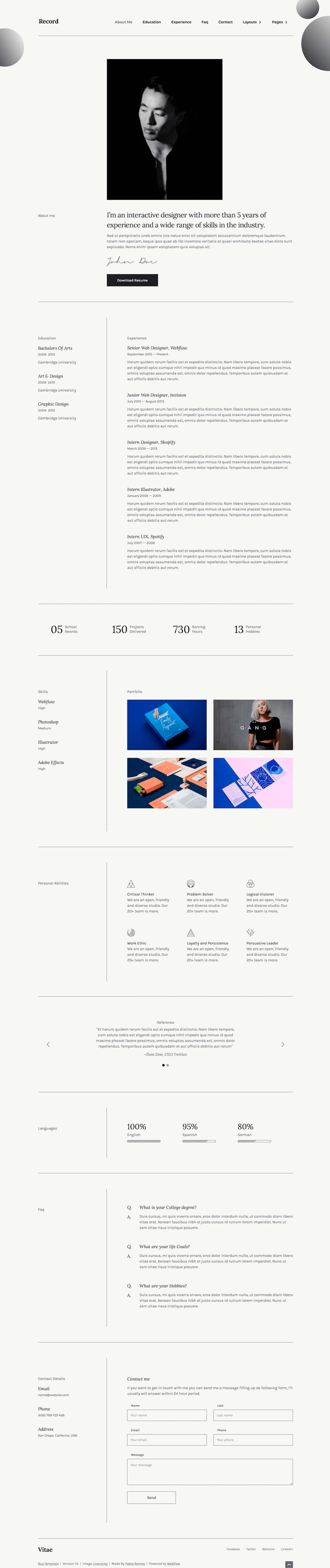 Record - Webflow HTML Website Template