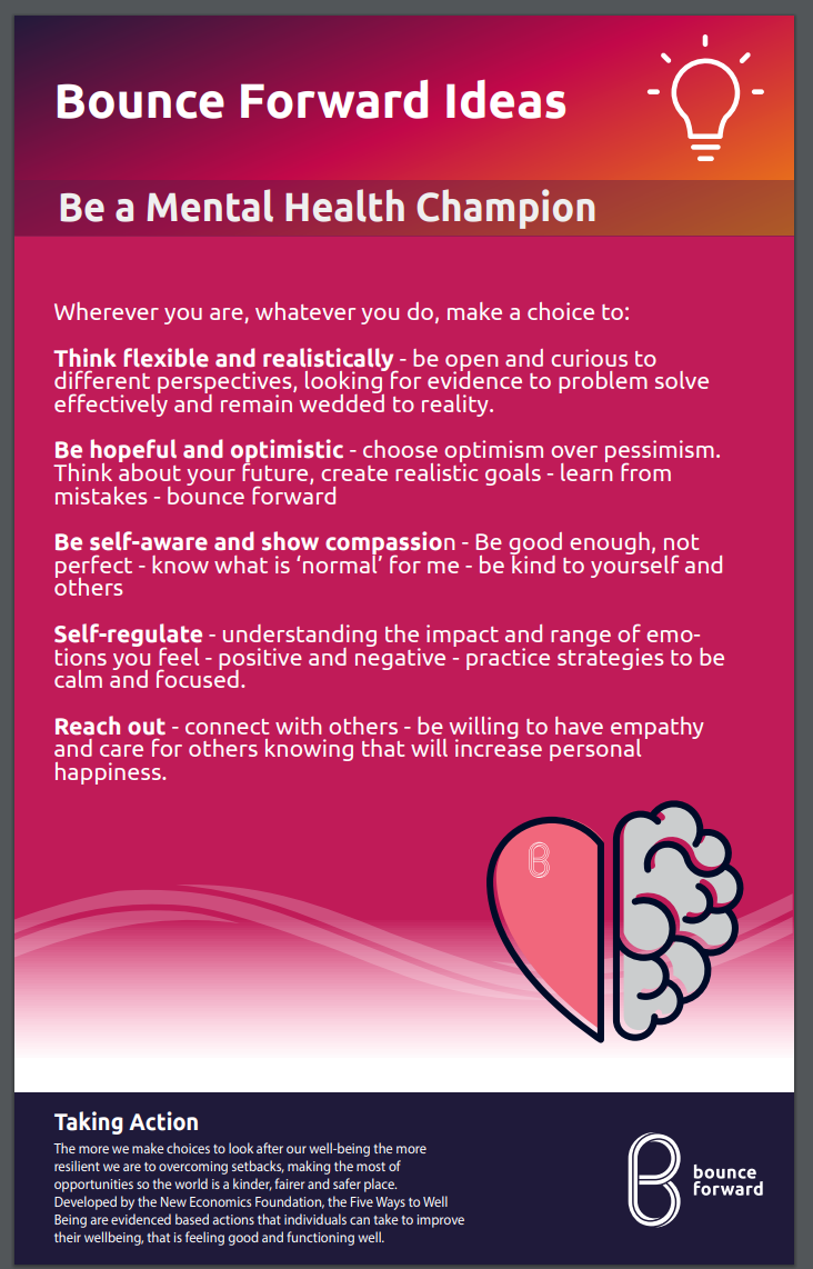 Bounce Forward - 5 ways to wellbeing ideas | Free Download