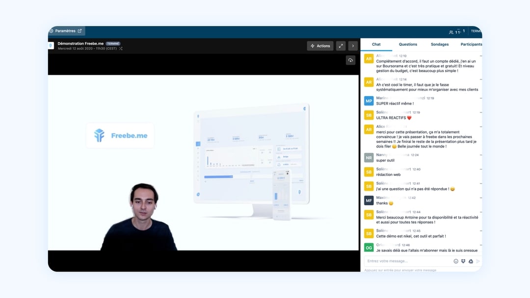 Découvre Freebe.me en demo live toutes les semaines