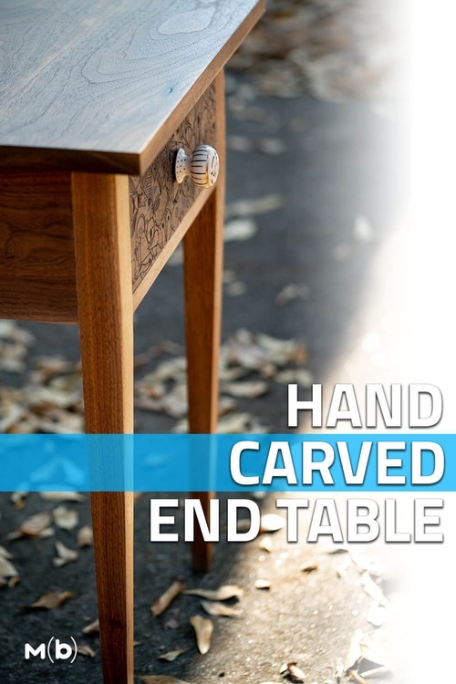 Hand Carved Walnut End Table