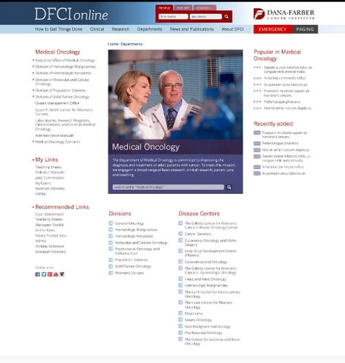 Dana-Farber - Redesign Hospital Intranet On Ektron CMS