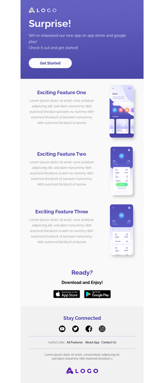Mobile App Release Email Template | Computer & Internet Templates | Unlayer