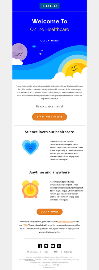 Online Healthcare Email Template | Health & Wellness Templates | Unlayer