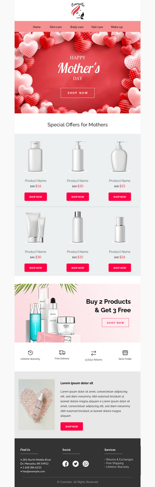 Cosmetics Email Template | Unlayer