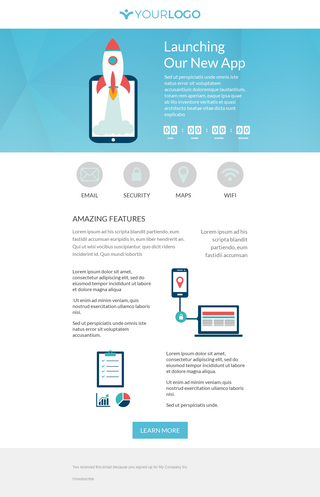 Launch New App Email Template | Computer & Internet Templates | Unlayer