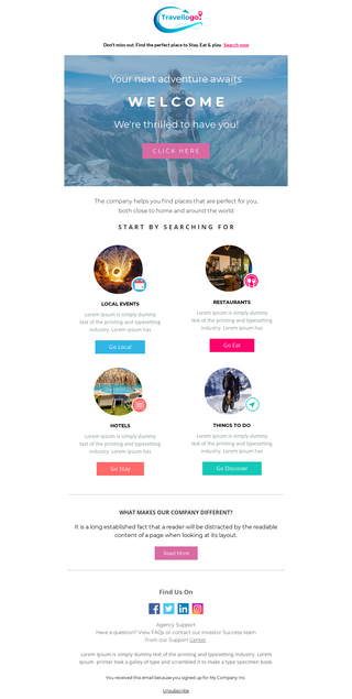 Travel Destinations Email Template | Unlayer