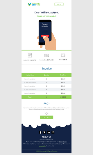 Payment Complete Email Template | Unlayer
