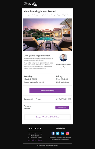 Hotel Reservation Email Template | Unlayer