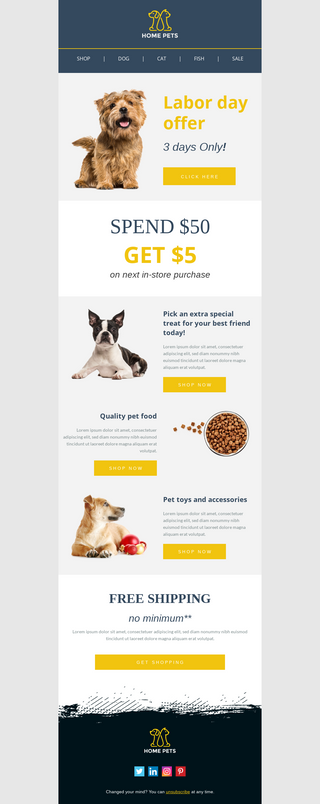 Pet Shop Email Template | Unlayer