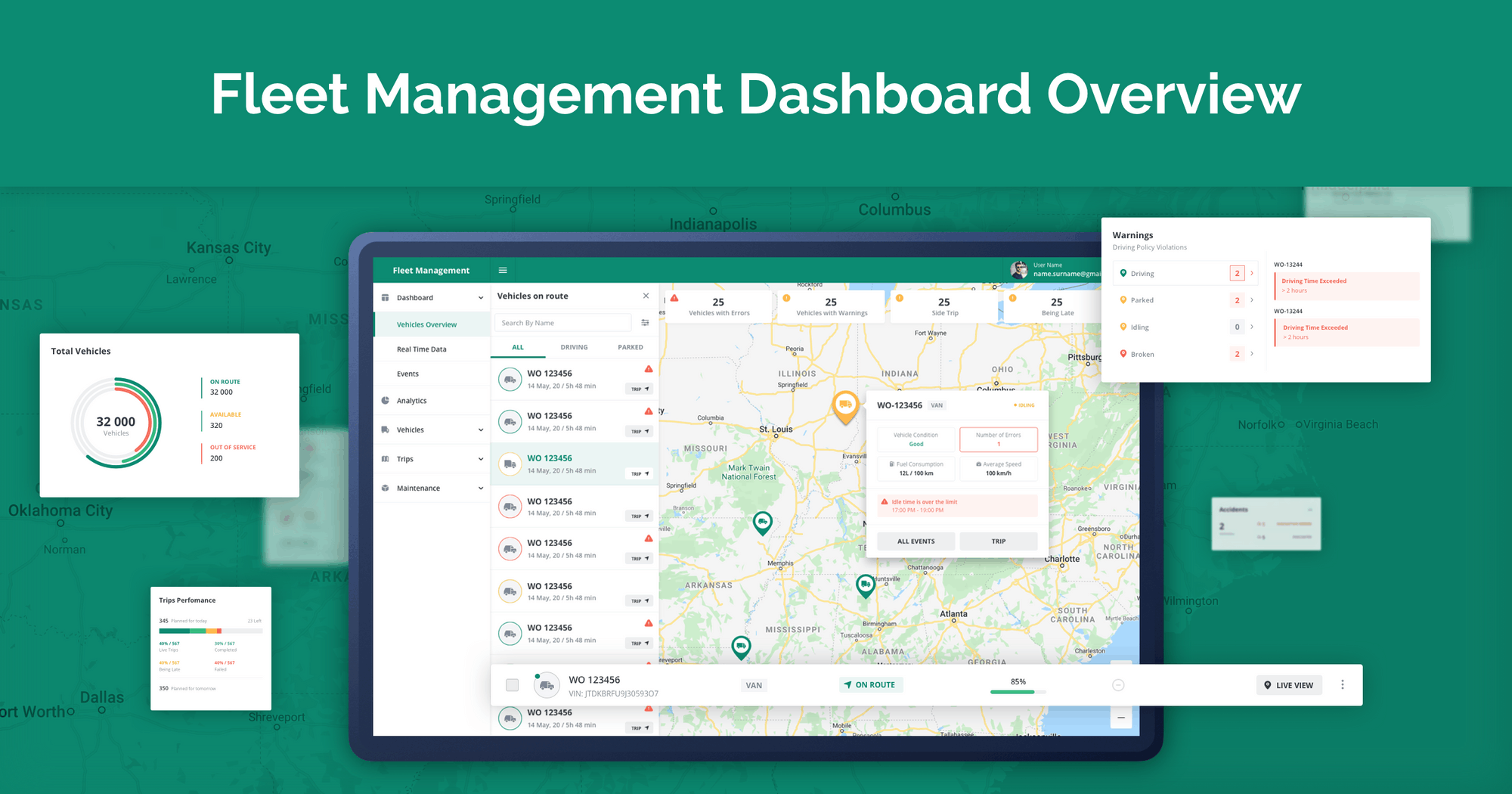Free front-end dashboard for fleet management solutions