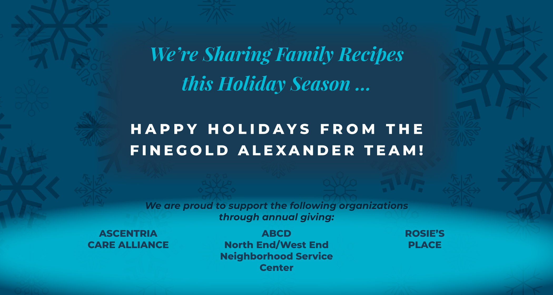 Finegold Alexander Holiday Recipe Book Reveal I News and Events