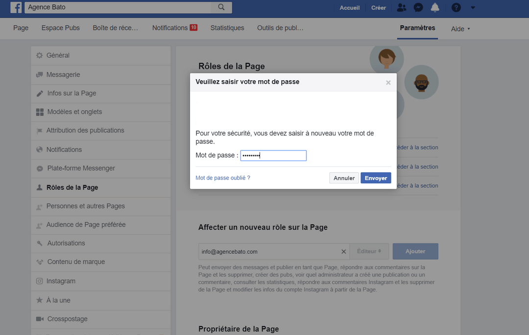 Comment partager sa page Facebook avec un autre utilisateur