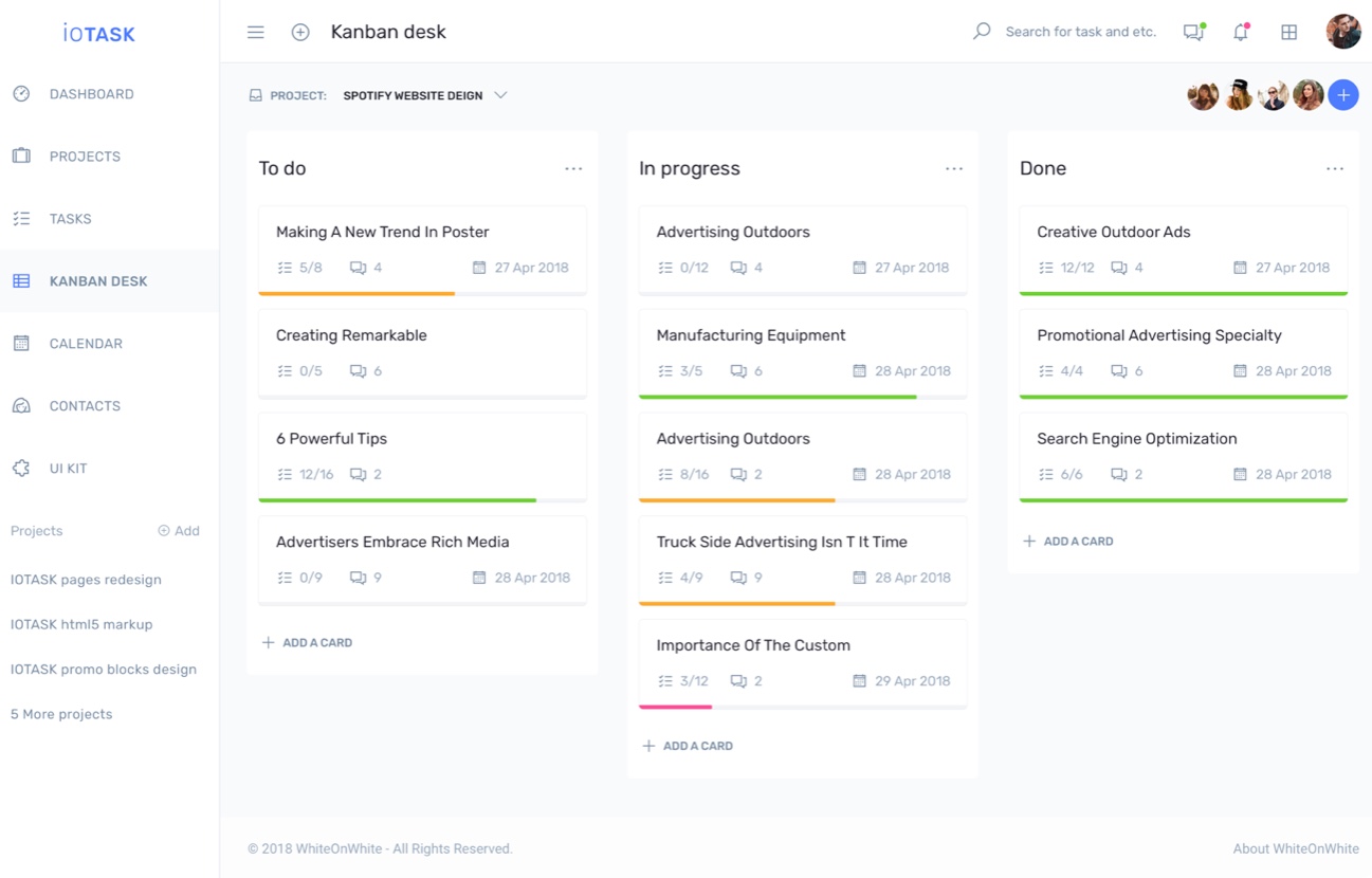 IOTask UI Kit for SaaS and Project Management Tools