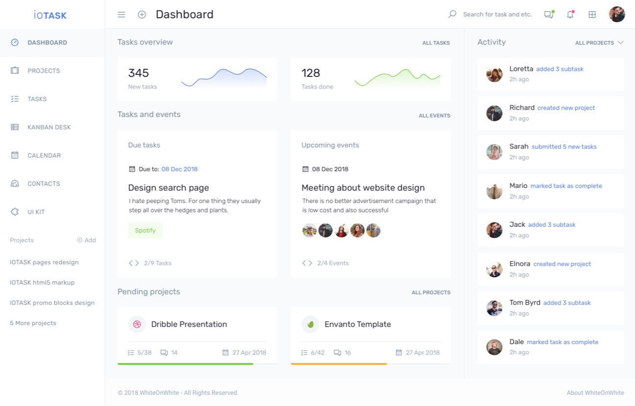 IOTask UI Kit for SaaS and Project Management Tools