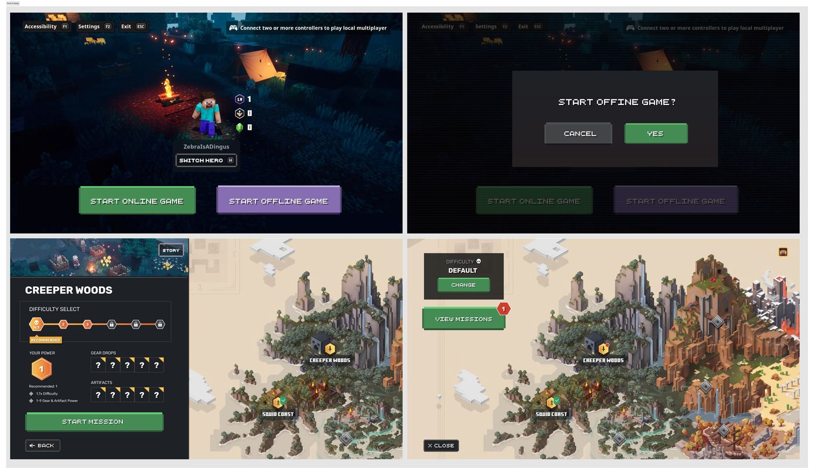Minecraft Dungeons UX/UI Case Study
