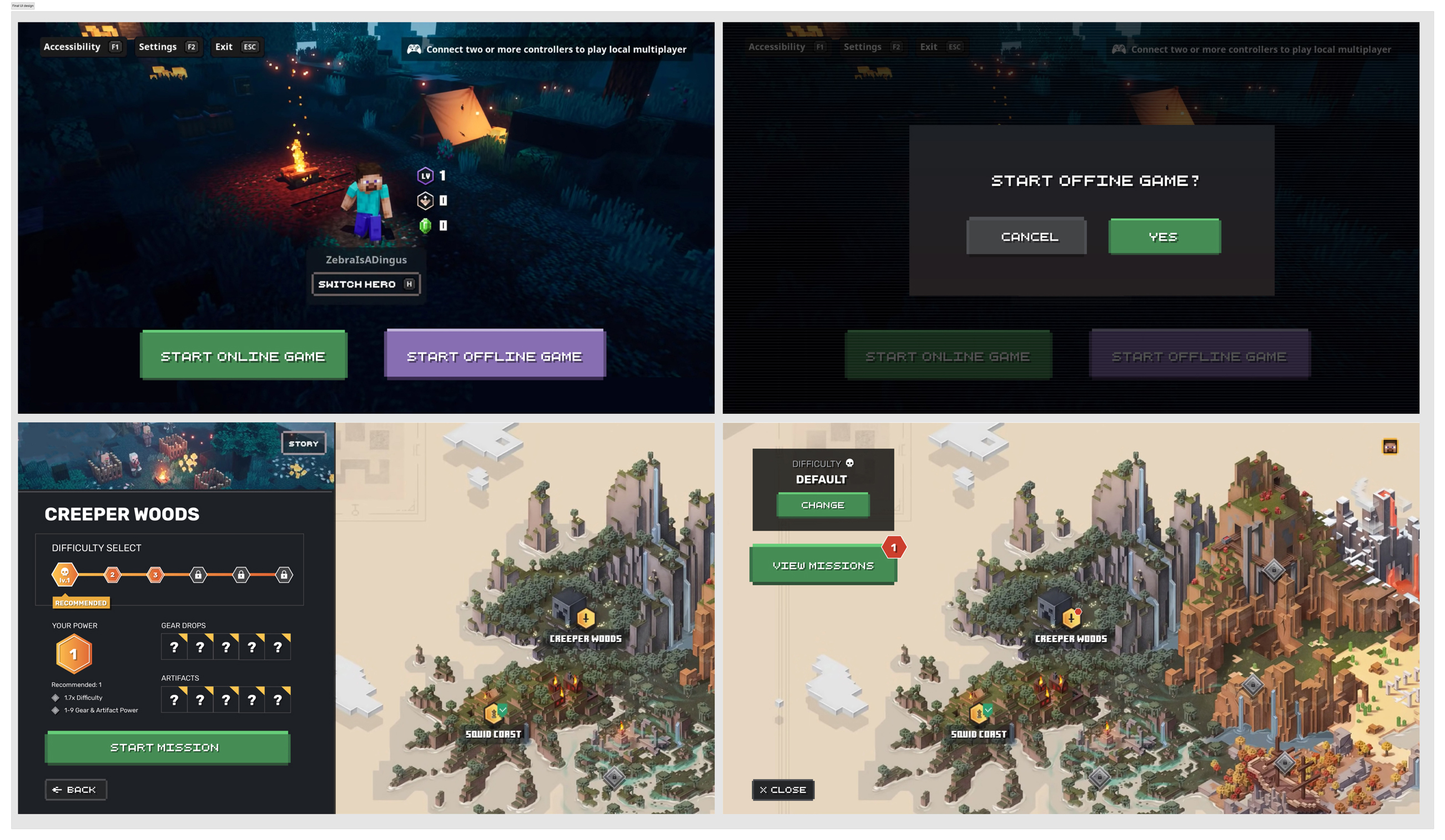 Minecraft Dungeons UX/UI Case Study