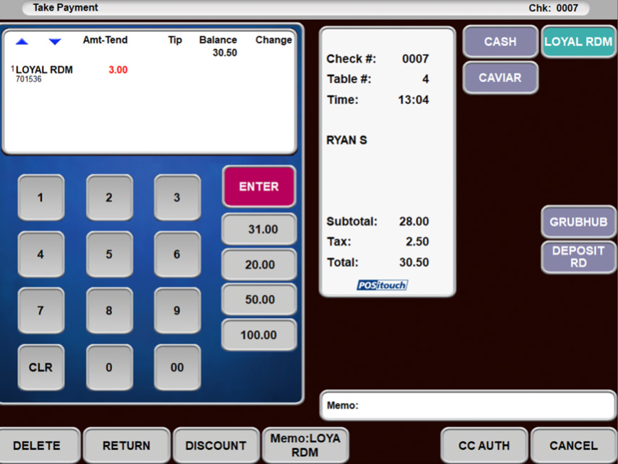Issuing and Redeeming Rewards or Gift Value through POSitouch