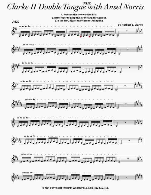 Clarke II Double Tongue (Fast) with Ansel Norris - Trumpet Warmup