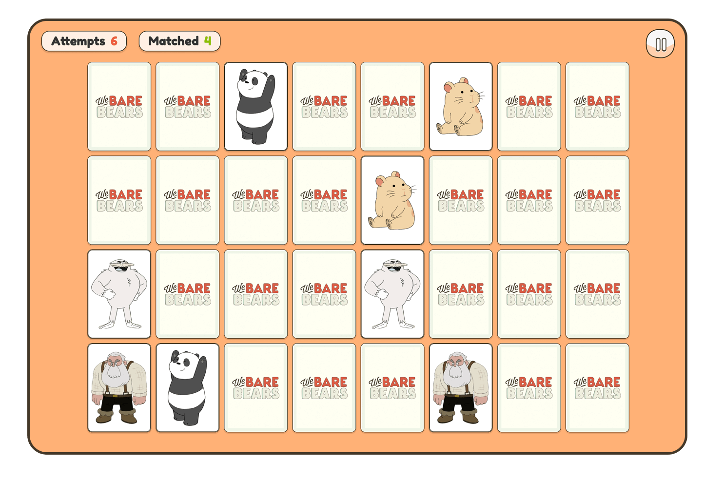 we bare bears memory card game