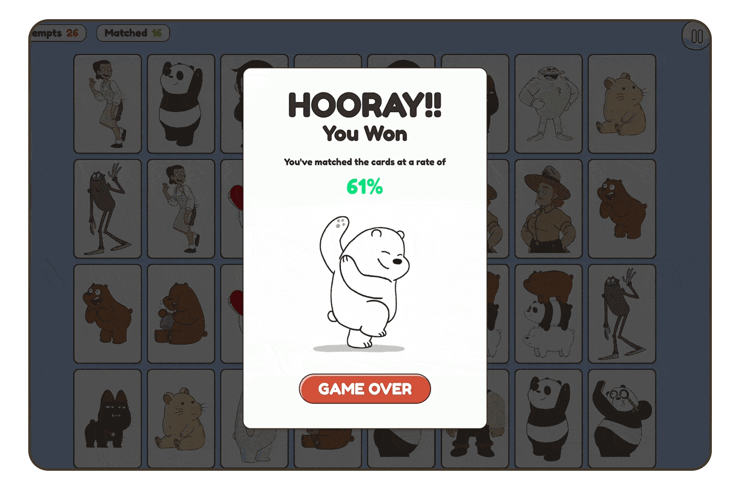we bare bears memory card game