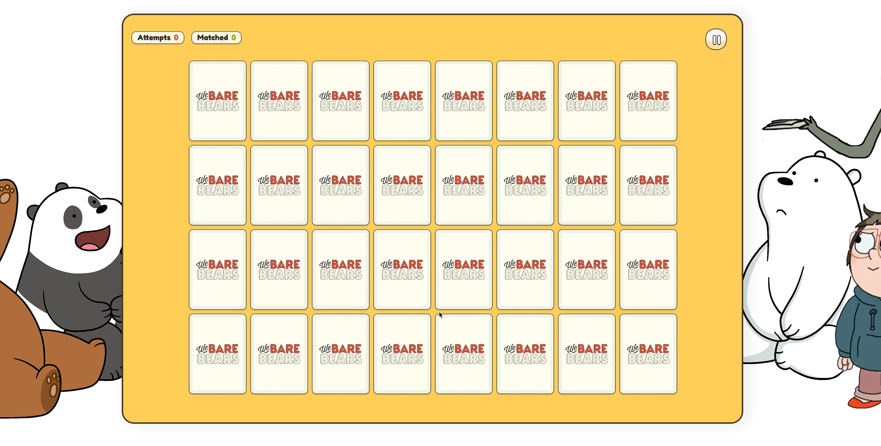we bare bears memory card game