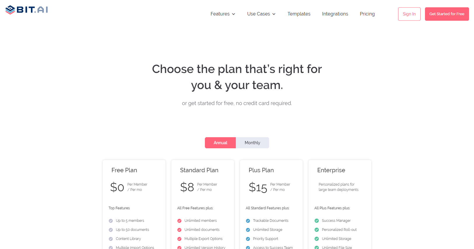 Pricing | Bit.ai - Free Document Collaboration Platform