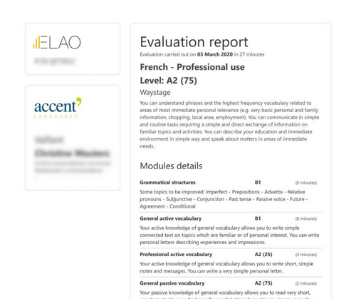 Test ELAO, language test for universities and companies