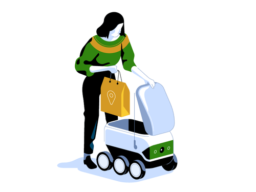 Robot navigation illustration — Vector design, SVG, PNG