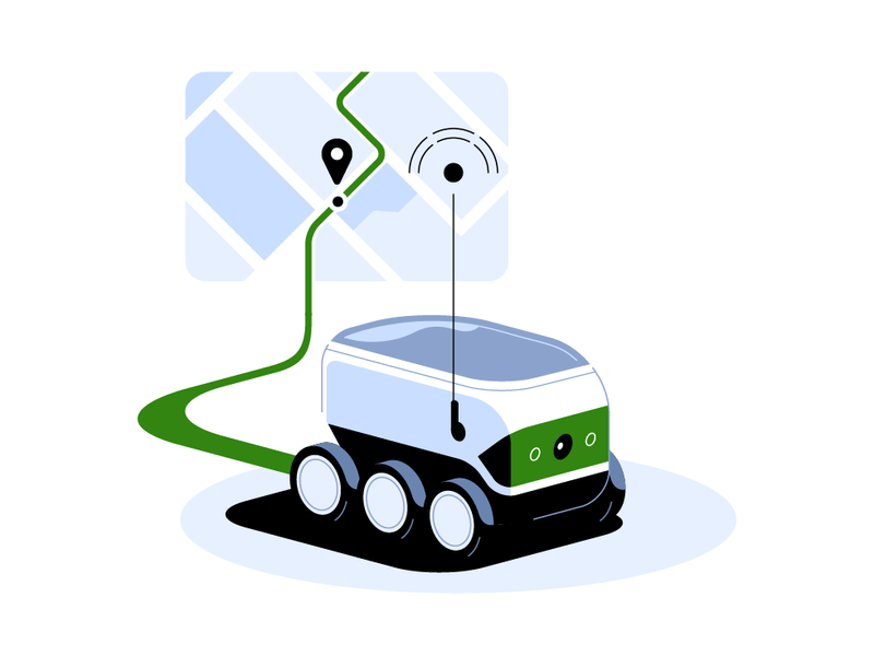 Robot navigation illustration — Vector design, SVG, PNG