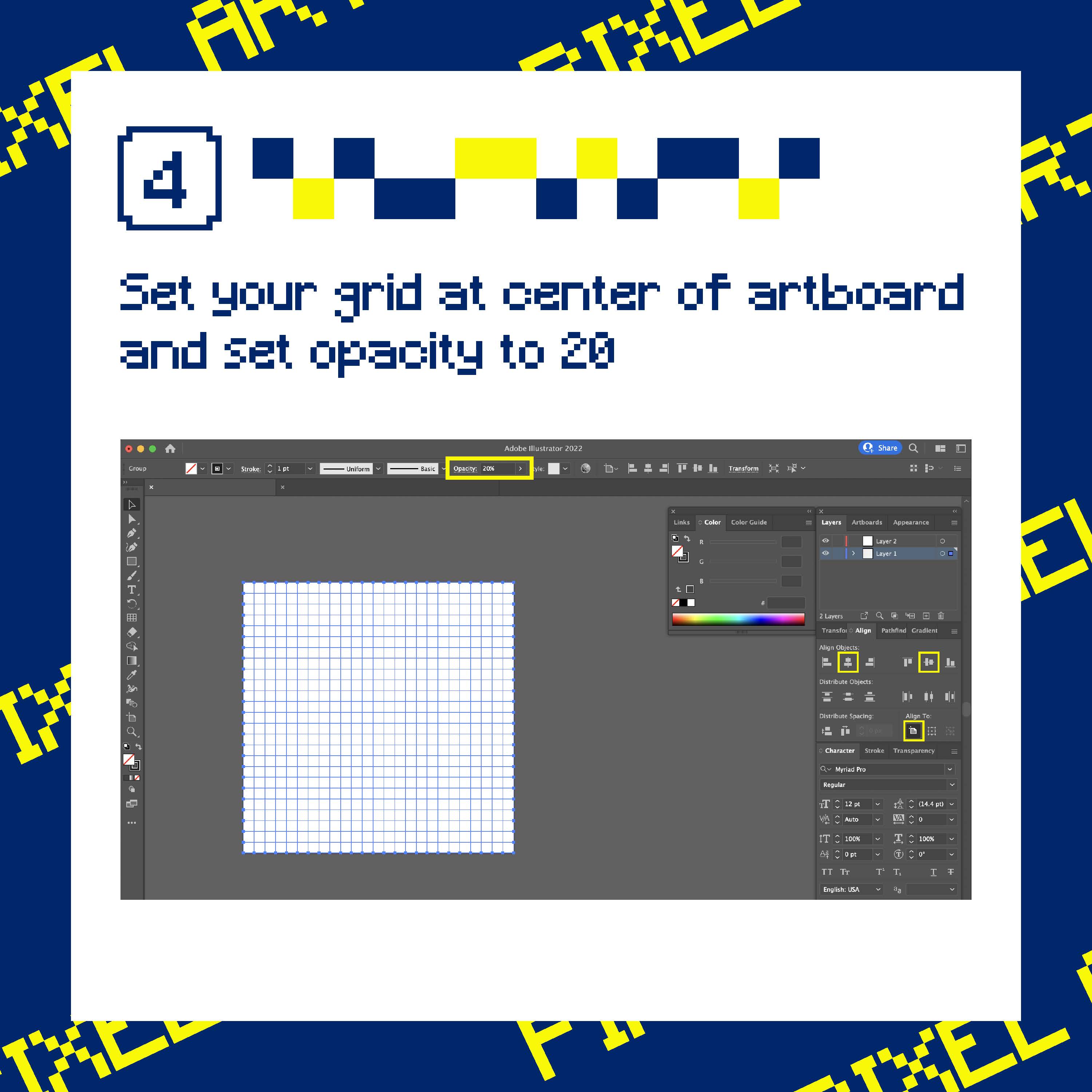 How to create a grid to make a Pixel Art | Yarrow Co. Ltd.