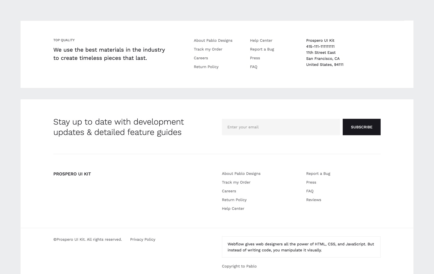 Prospero UI Kit - Webflow Ecommerce UI Kit