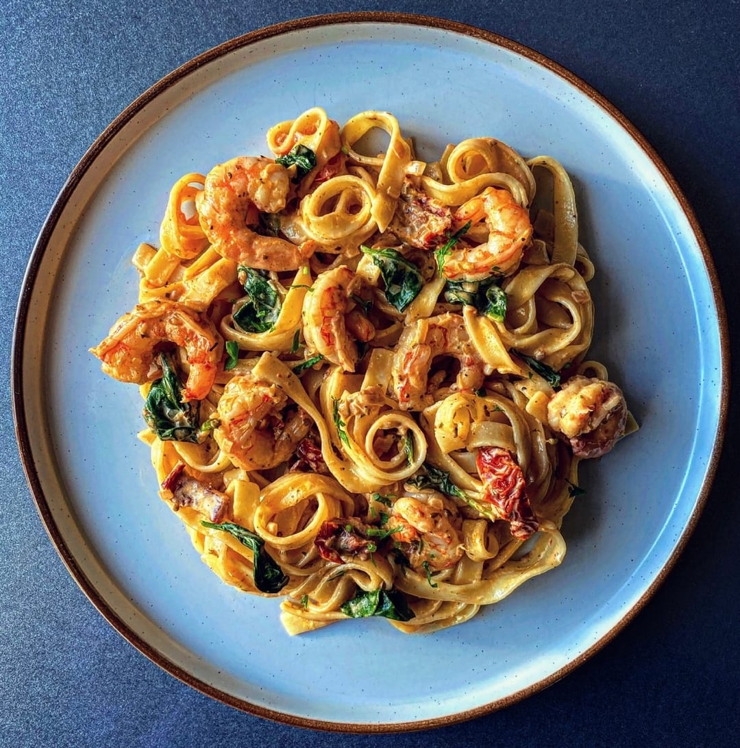 Tuscan Prawn Pasta Recipe - Katie Cooks