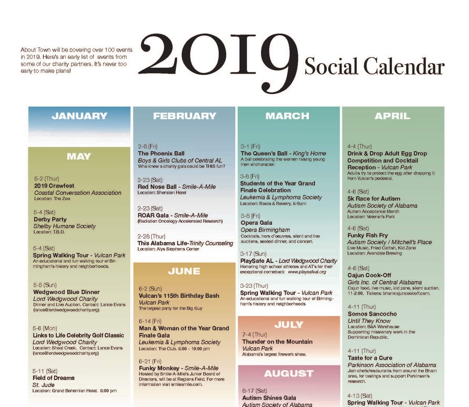 2019 Social Calendar | About Town