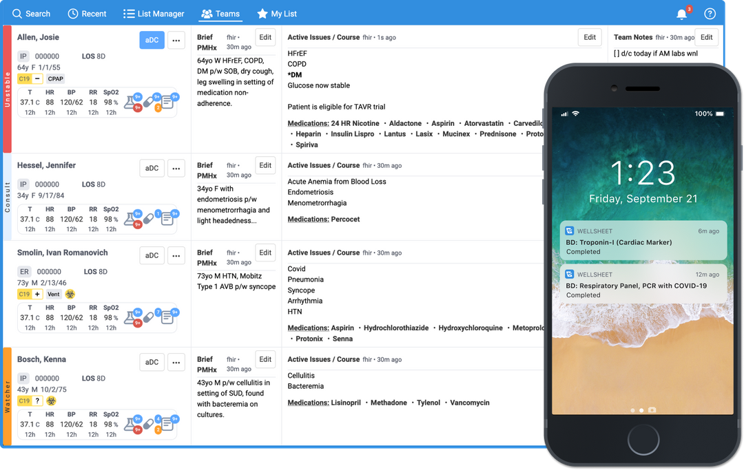 Wellsheet Products: Your Patient Data Prioritized for you