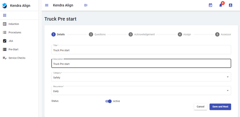 Equipment Pre-start Checklist | Kiri Align