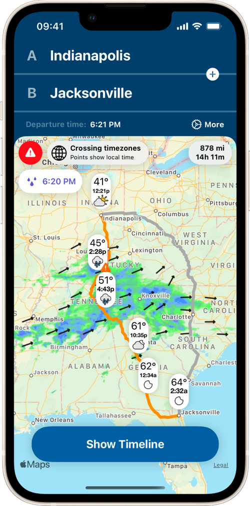 Weather on the Way - Road Conditions and Forecast on Route App