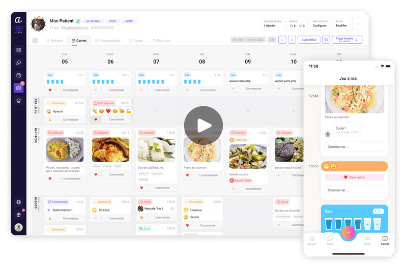 Alivio • Logiciel tout-en-un pour diététiciens nutritionnistes