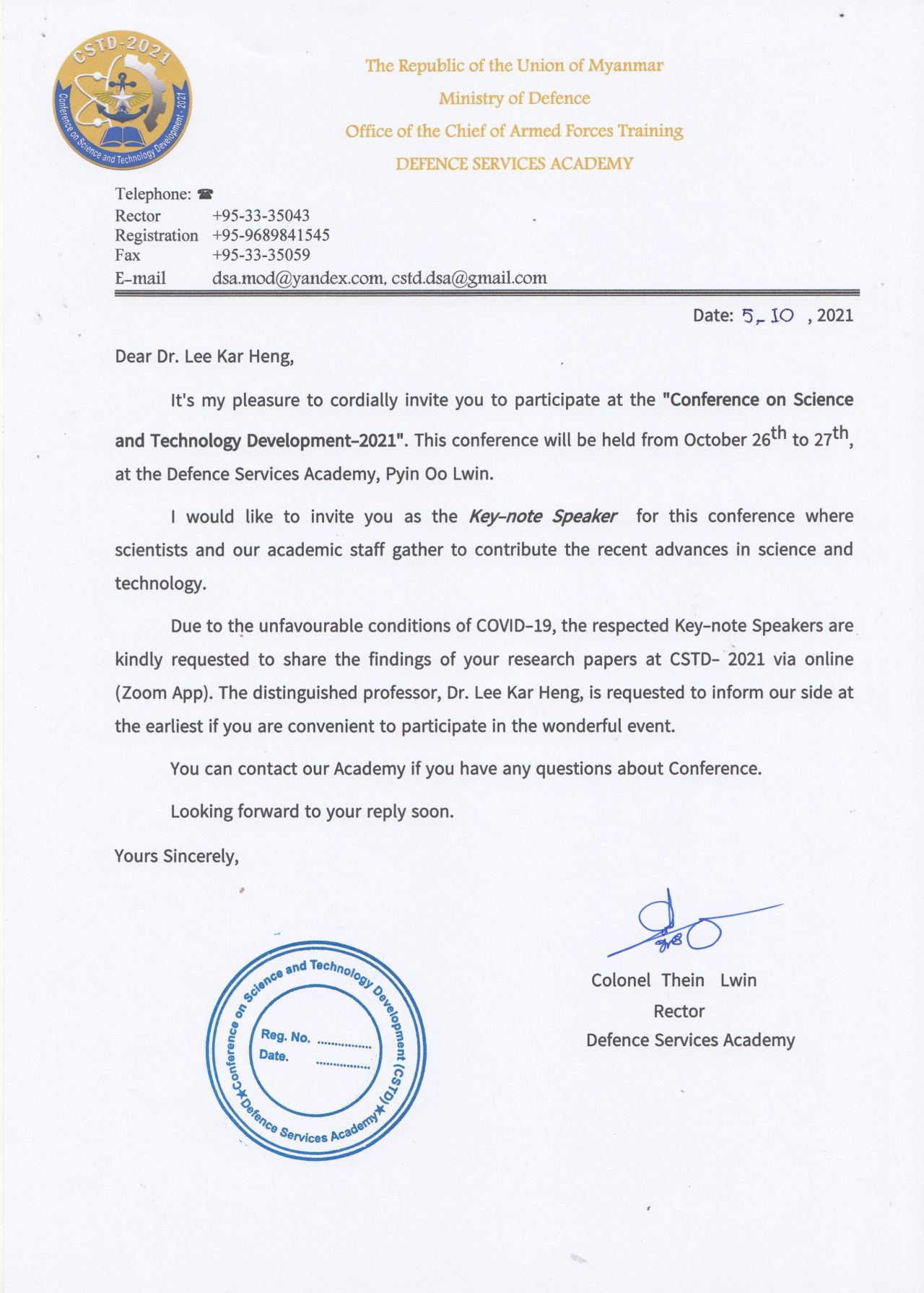 Singaporean radar engineer to speak at Myanmar military science & tech ...