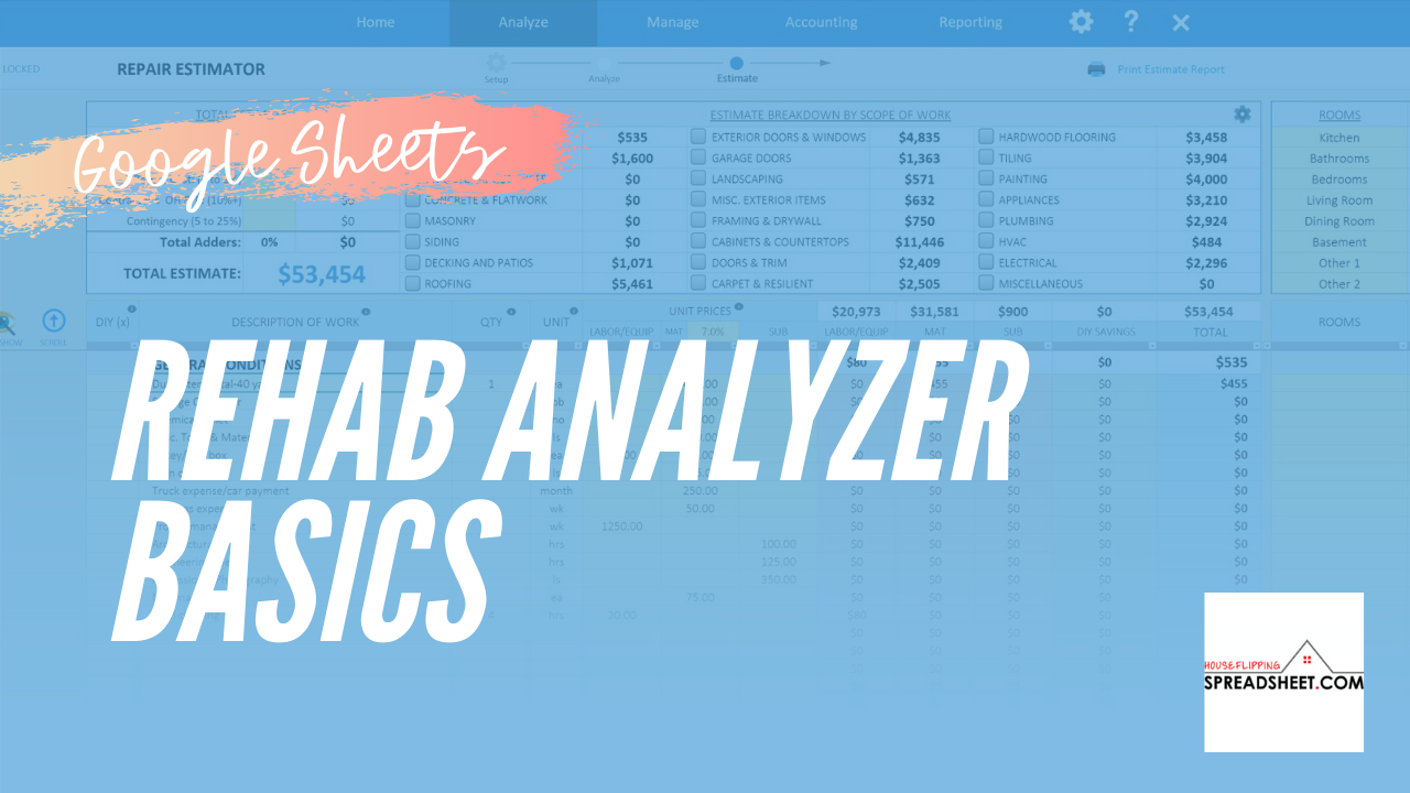 Rehab Analyzer Basics for Google Sheets