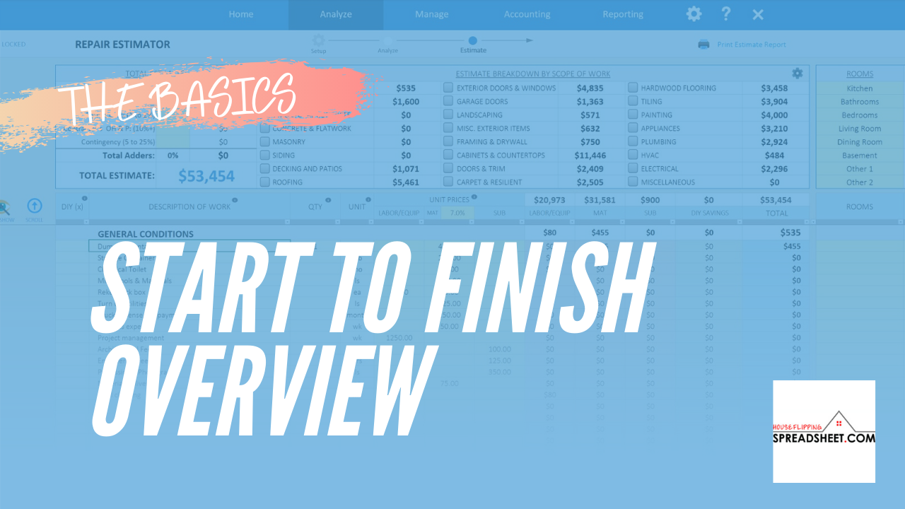 House Flipping Spreadsheet Start to Finish