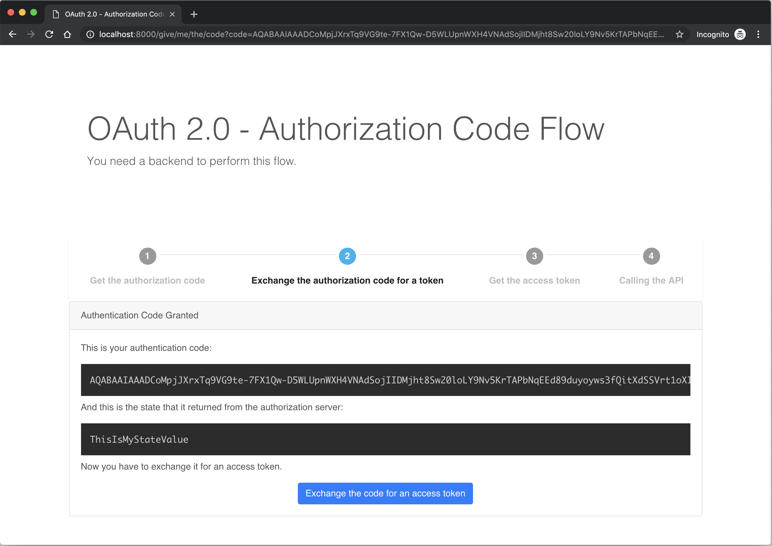 Ejemplo de Authorization Code Flow de OAuth 2.0