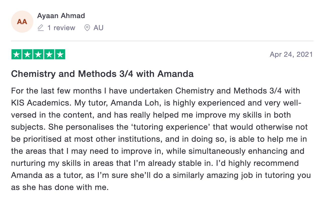 Amanda Loh - Tutor for Mathematical Methods Year 11-12, Chemistry Year ...