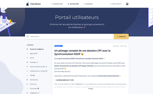 Portail utilisateurs Dendreo