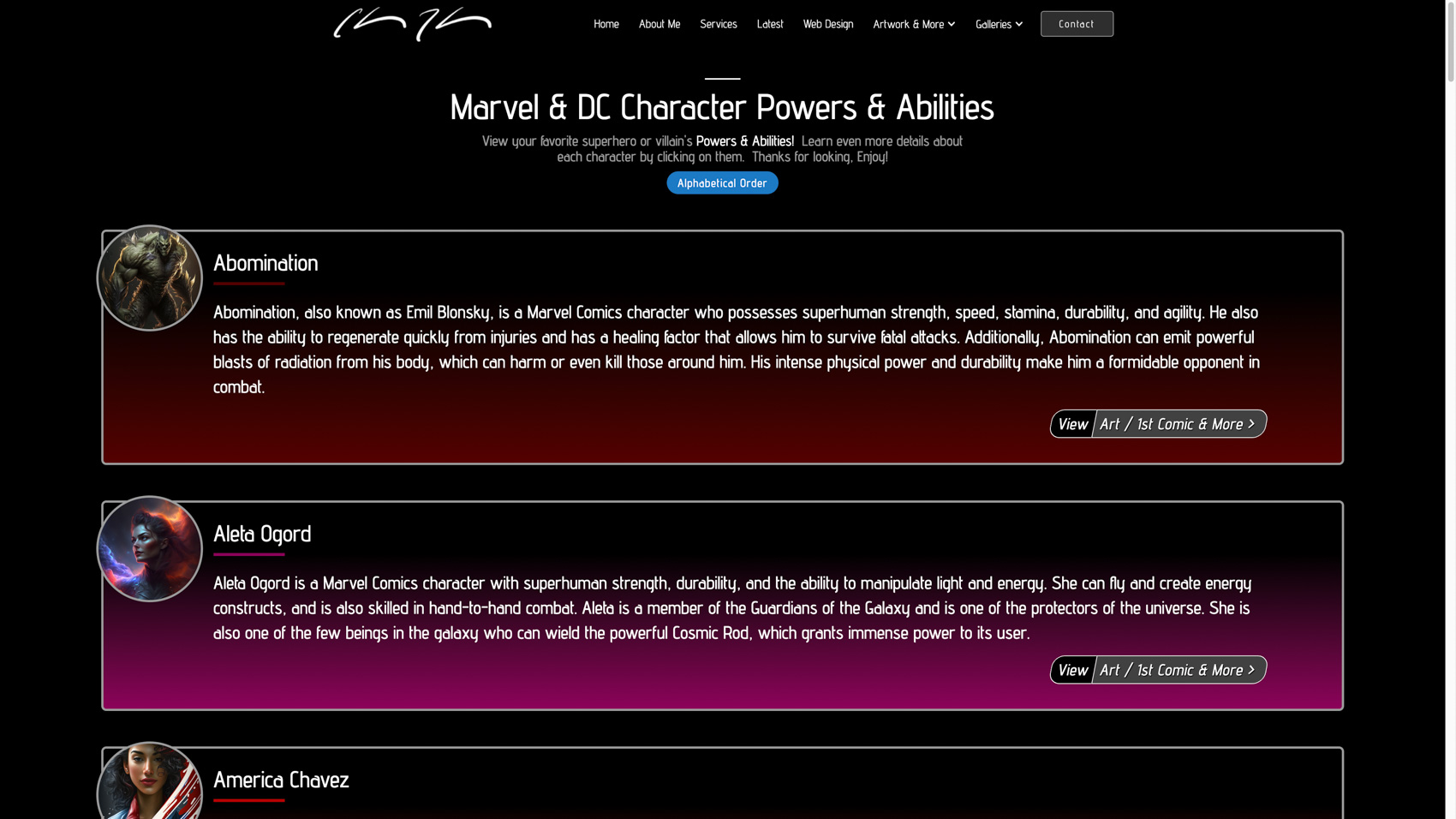 Marvel & DC Character Powers & Abilities