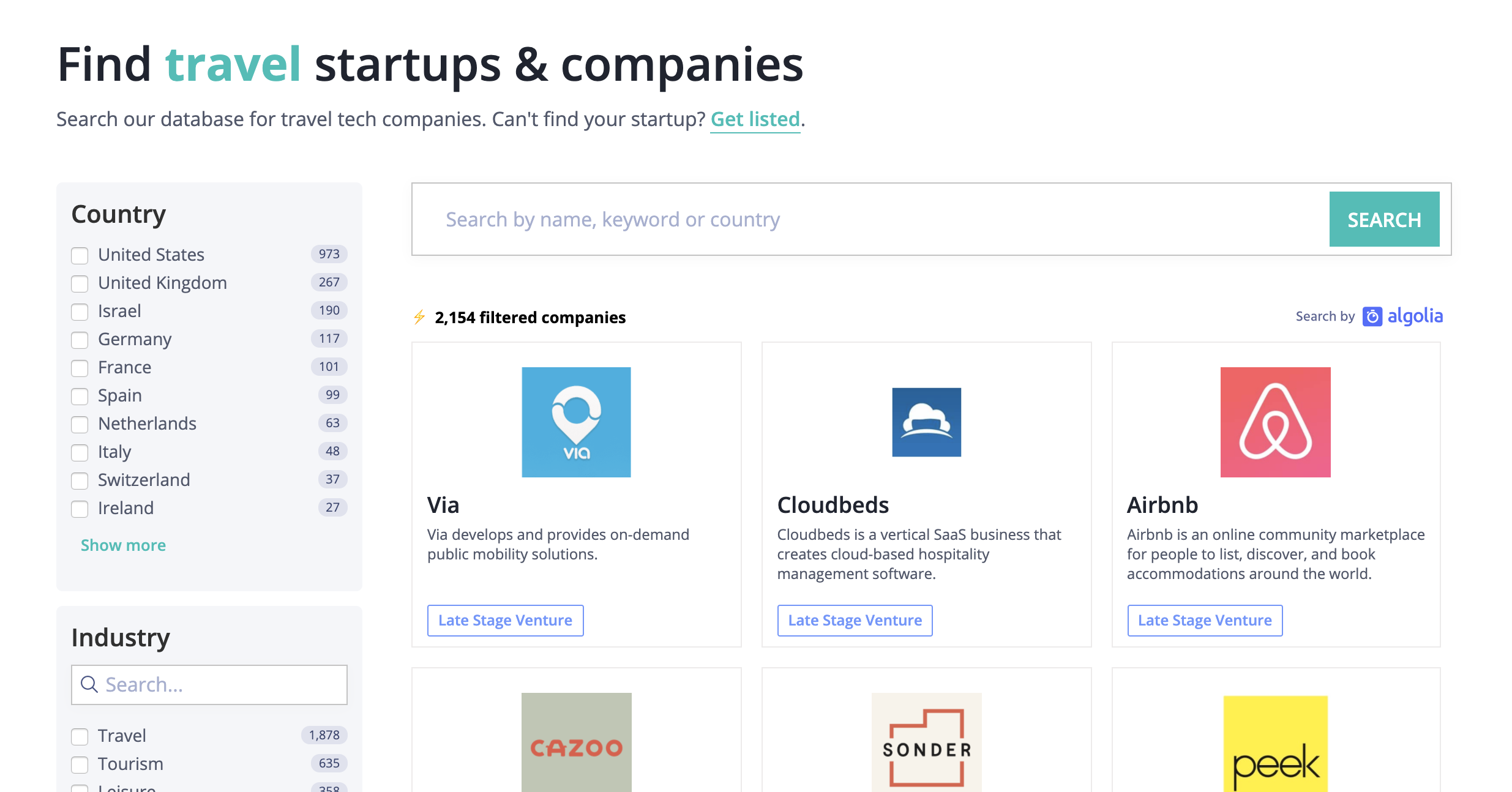 Travel Tech Startups Finder
