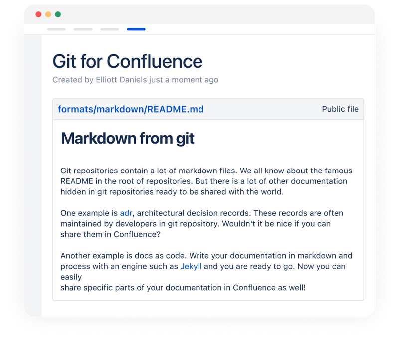 Git for Confluence | Embed Git files to Confluence