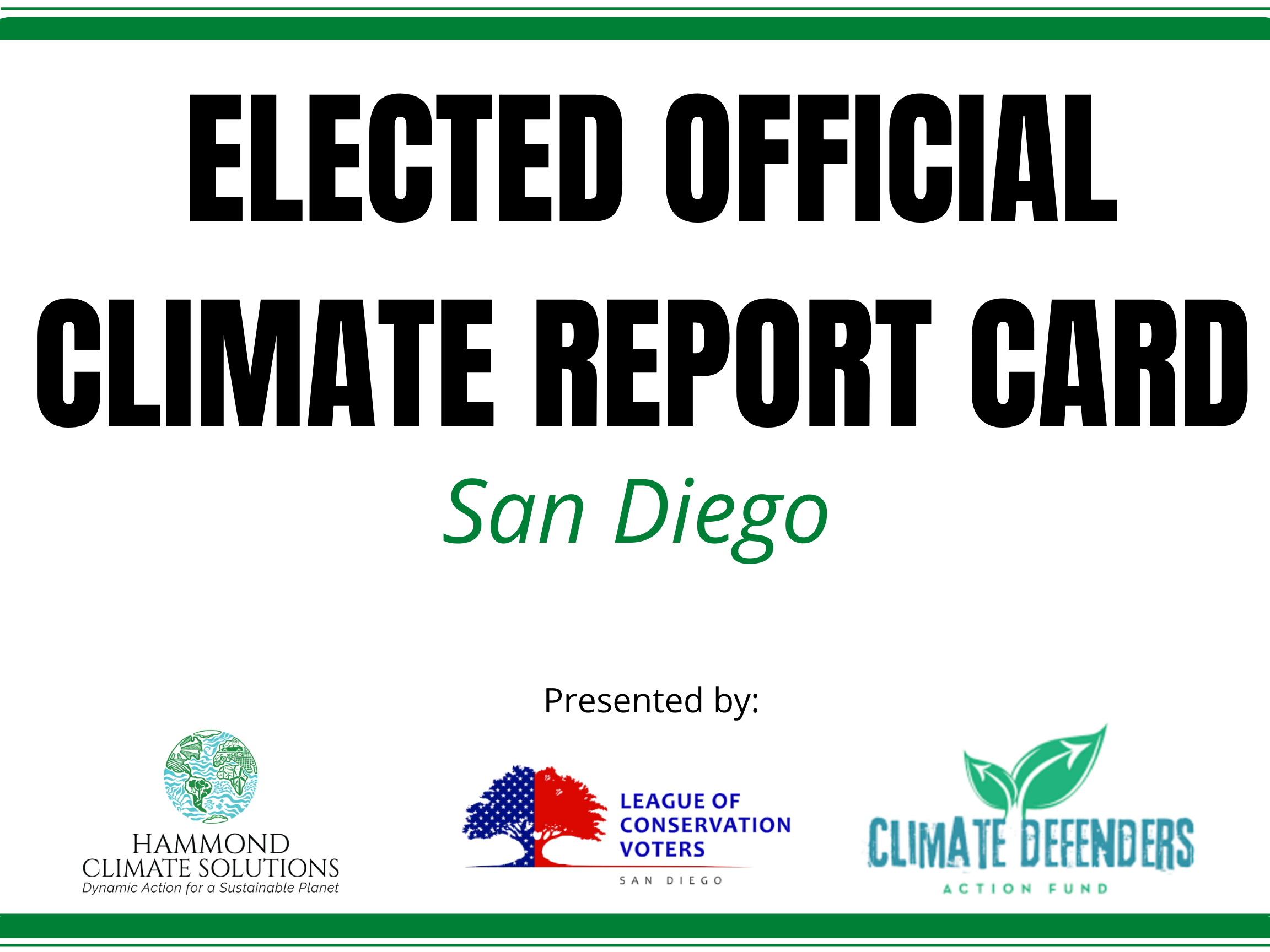 San Diego Elected Official Climate Report Card