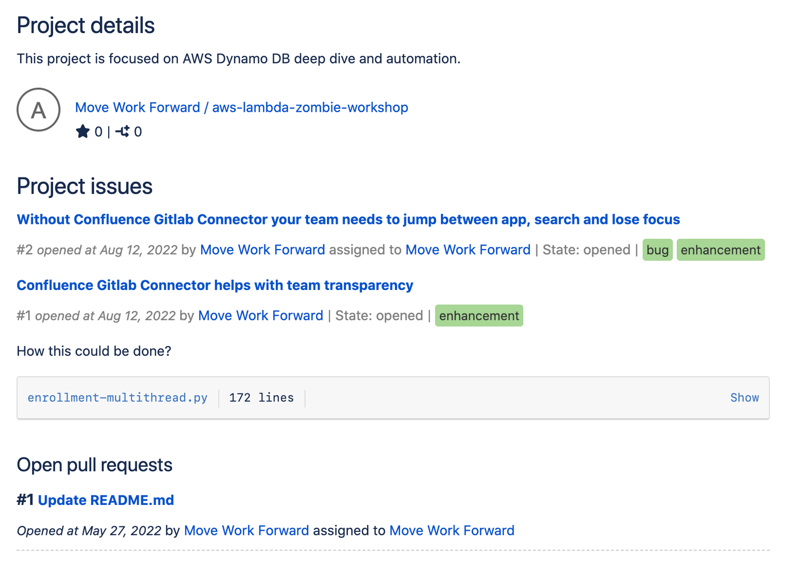 Move Work Forward | Confluence Gitlab Connector