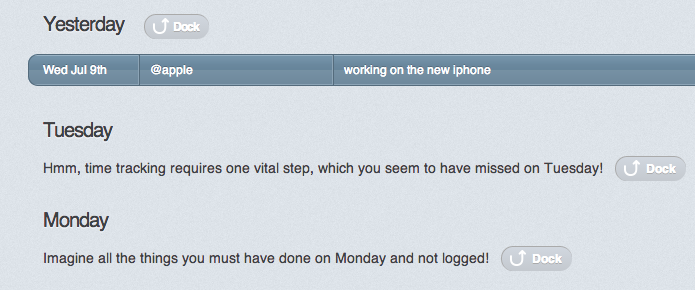 Easier way to dock time for past days | MinuteDock News & Updates