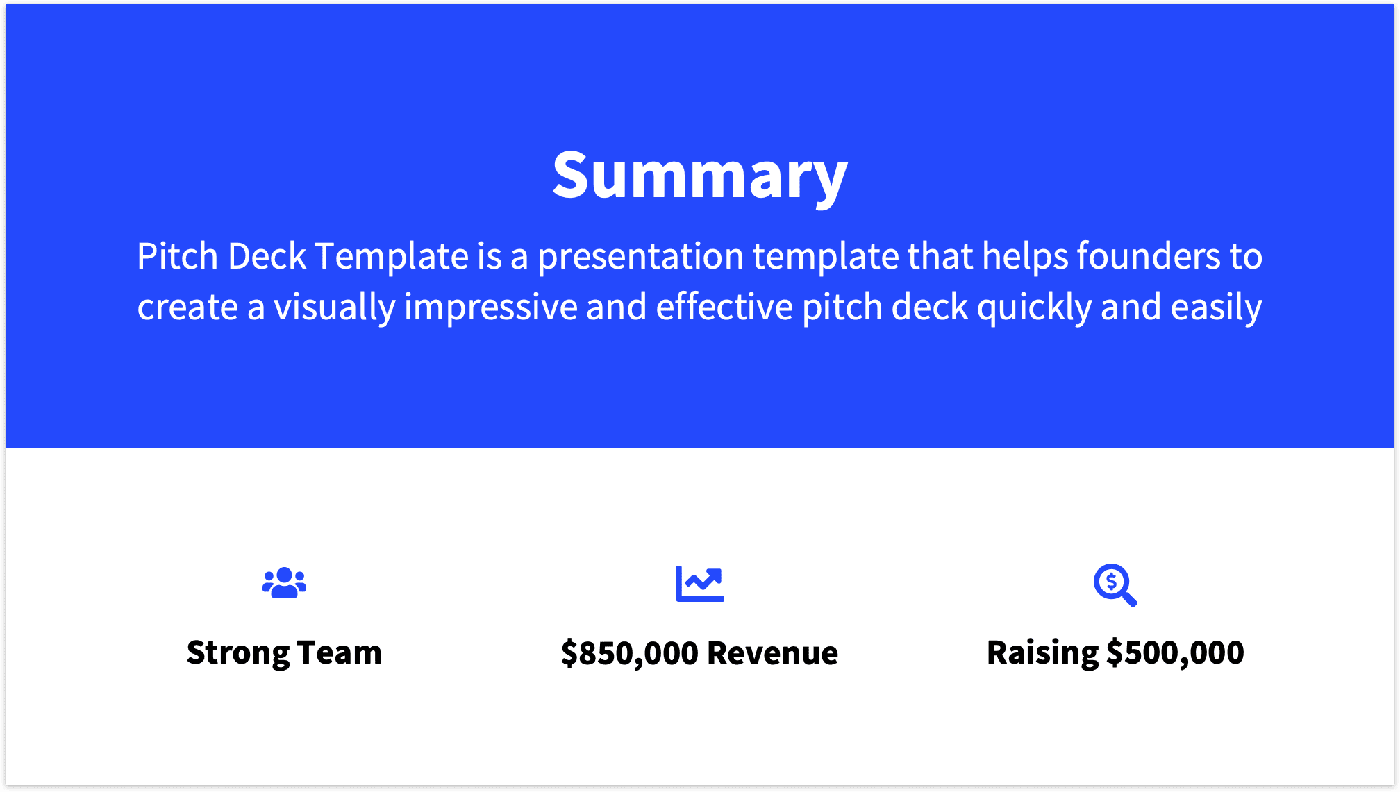 Summary Slide | Pitch Deck Template Viewer BaseTemplates